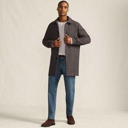 LANDS' END Karierter Mantel, Herren,  Braun, Wolle/Polyester/Polyester-Mischung, by Lands' End