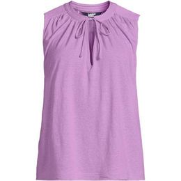 LANDS' END Top aus Leinenmix mit Bindekragen f&uuml;r Damen, Damen, size: regular, Lila, Leinen, by Lands' End