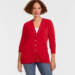 LANDS' END Relaxter V-Cardigan DRIFTER, Damen,  Rot, Baumwolle, by Lands' End