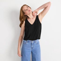 LANDS' END Creaseless Top mit V-Ausschnitt f&uuml;r Damen, Damen, size: regular, Schwarz, Polyester, by Lands' End