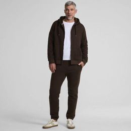 LANDS' END Sweat-Kapuzenjacke mit Teddyfleece-Innenseite, Herren,  Braun, Elasthan/Baumwoll-Mischung, by Lands' End