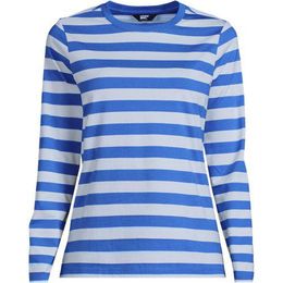 LANDS' END Lang&auml;rmeliges Supima-Shirt mit Rundausschnitt f&uuml;r Damen, Damen, size: regular, Blau, by Lands' End