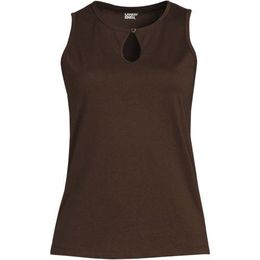 LANDS' END Supima-Top mit Keyhole-Ausschnitt f&uuml;r Damen, Damen, size: regular, Braun, Baumwolle, by Lands' End