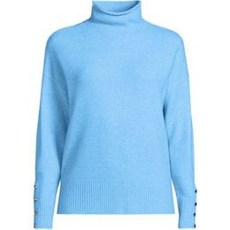 LANDS' END Soft Touch Stehkragenpullover mit &Auml;rmelkn&ouml;pfen f&uuml;r Damen, Damen, size: regular, Blau, Polyacryl/Woll-Mischung/Nylon-Mischung, by Lands' End