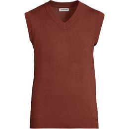 LANDS' END CashTouch Feinstrick-Pullunder, Herren,  Braun, Polyester, by Lands' End