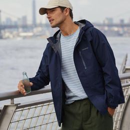 LANDS' END Verstaubare wasserdichte Regenjacke, Herren,  Blau, Polyester, by Lands' End