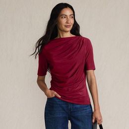 LANDS' END Silk Knit Gerafftes Shirt mit ellbogenlangen &Auml;rmeln f&uuml;r Damen, Damen, size: regular, Schwarz, Polyester-Mischung, by Lands' End