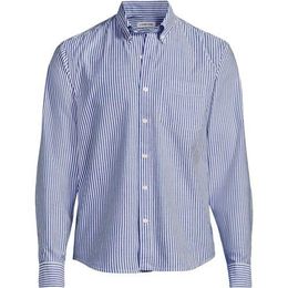 LANDS' END Gemustertes Popeline-Hemd mit langen &Auml;rmeln, Herren,  Blau, Baumwolle, by Lands' End