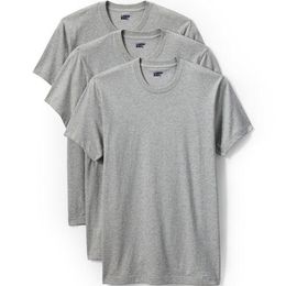 LANDS' END Kurzarm-Shirt mit Rundhalsausschnitt (3er-Set), Herren,  Grau, Baumwolle, by Lands' End