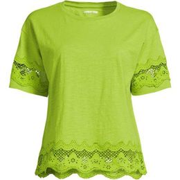LANDS' END Flammgarn-Shirt mit Bord&uuml;ren, Damen,  Gr&uuml;n, Baumwolle, by Lands' End