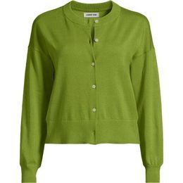LANDS' END Kurzer Feinstrick-Cardigan aus Baumwolle f&uuml;r Damen in Plus-Gr&ouml;&szlig;e, Damen, size: plus, Gr&uuml;n, Baumwolle, by Lands' End