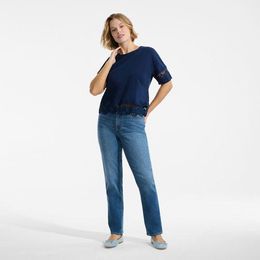 LANDS' END Flammgarn-Shirt mit Bord&uuml;ren in Plus-Gr&ouml;&szlig;e f&uuml;r Damen, Damen, size: plus, Blau, Baumwolle, by Lands' End