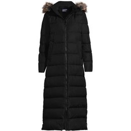 LANDS' END Maxi-Daunenmantel mit Kapuze f&uuml;r Damen, Damen, size: regular, Schwarz, Polyester, by Lands' End