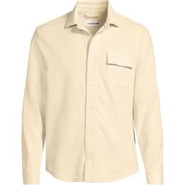 LANDS' END Jerseyhemd mit Struktur, Herren,  Wei&szlig;, Elasthan/Baumwoll-Mischung/Polyester-Mischung, by Lands' End