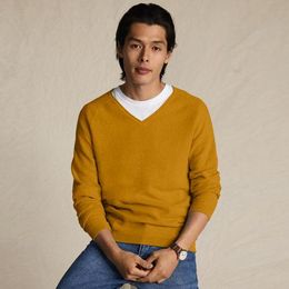 LANDS' END Baumwoll-Pullover mit Struktur und V-Ausschnitt f&uuml;r Herren, Herren, size: regular, Gelb, by Lands' End