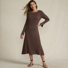 LANDS' END Strickkleid Silk Touch, Damen,  Braun, Polyester/Nylon/Viskose, by Lands' End