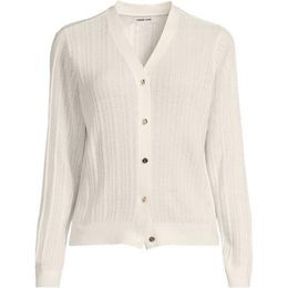 LANDS' END Rippstrick-Cardigan mit Seide, Damen,  Wei&szlig;, Baumwolle/Seide/Nylon, by Lands' End
