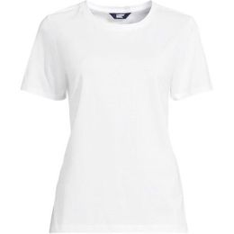 LANDS' END Supima T-Shirt mit Rundhalsausschnitt, Damen,  Wei&szlig;, Baumwolle, by Lands' End