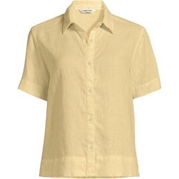 LANDS' END Premium Reinleinen-Hemd mit kurzen &Auml;rmeln, Damen,  Gelb, Leinen, by Lands' End