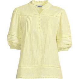 LANDS' END Musselin-Bluse mit Leiterborte, Damen,  Gelb, Baumwolle, by Lands' End