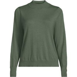 LANDS' END Stehkragenpullover mit &Auml;rmelkn&ouml;pfen f&uuml;r Damen in Petite-Gr&ouml;&szlig;e, Damen, size: petite, Gr&uuml;n, by Lands' End