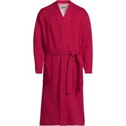 LANDS' END Serious Sweats wadenlanger Bademantel, Herren,  Rot, Baumwoll-Mischung/Polyester-Mischung, by Lands' End