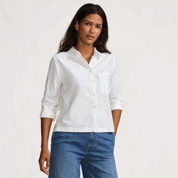 LANDS' END Verk&uuml;rzte Oxfordbluse f&uuml;r Damen, Damen, size: regular, Wei&szlig;, Baumwolle, by Lands' End