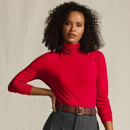 LANDS' END Rollkragenshirt aus Baumwoll/Modalmix in Petite-Gr&ouml;&szlig;e, Damen, size: petite, Rot, Baumwolle/Elasthan/Baumwolle Modal, by Lands' End
