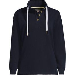 LANDS' END Pullover SERIOUS SWEATS mit Knopfleiste f&uuml;r Damen in Plus-Gr&ouml;&szlig;e, Damen, size: plus, Blau, Baumwoll-Mischung/Polyester-Mischung, by Lands' End