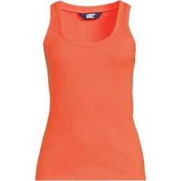 LANDS' END &Auml;rmelloses Ajour-Top, Damen,  Orange, Elasthan/Baumwoll-Mischung, by Lands' End