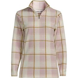 LANDS' END Gemusterter Fleece-Pullover mit Rei&szlig;verschluss, Damen,  Pink, Polyester, by Lands' End