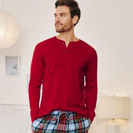 LANDS' END Henley-Schlafshirt f&uuml;r Herren, Herren, size: regular, Rot, Baumwolle, by Lands' End