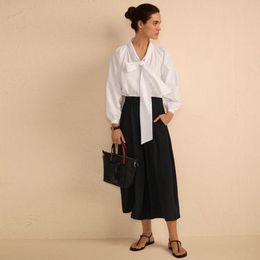 LANDS' END Creaseless 7/8-Palazzohose f&uuml;r Damen in Petite-Gr&ouml;&szlig;e, Damen, size: petite, Schwarz, Polyester, by Lands' End