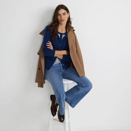 LANDS' END Kaschmir-Cardigan mit rundem Ausschnitt in Petite-Gr&ouml;&szlig;e, Damen, size: petite, Blau, Kaschmir, by Lands' End