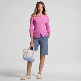 LANDS' END Kaschmir-Cardigan mit rundem Ausschnitt in Petite-Gr&ouml;&szlig;e, Damen, size: petite, Gr&uuml;n, Kaschmir, by Lands' End