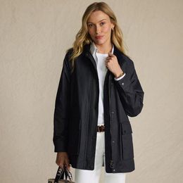 LANDS' END Lange Wachsjacke aus Baumwolle f&uuml;r Damen, Damen, size: regular, Blau, Baumwoll-Mischung/Polyester-Mischung, by Lands' End