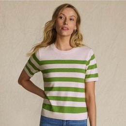 LANDS' END Merinopullover mit kurzen &Auml;rmeln f&uuml;r Damen, Damen, size: regular, Blau, Wolle, by Lands' End