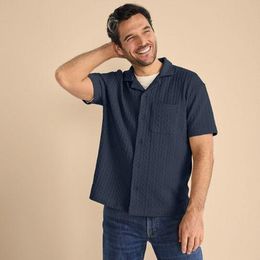 LANDS' END Struktur-Jerseyshirt, Herren,  Blau, Elasthan/Baumwoll-Mischung/Polyester-Mischung, by Lands' End