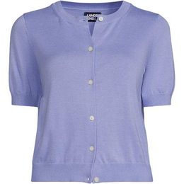 LANDS' END Feinstrick-Cardigan mit kurzen &Auml;rmeln f&uuml;r Damen, Damen, size: regular, Lila, Baumwolle, by Lands' End
