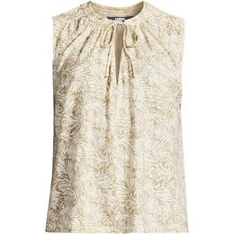 LANDS' END Top aus Leinenmix mit Bindekragen f&uuml;r Damen, Damen, size: regular, Beige, Leinen, by Lands' End