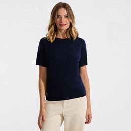 LANDS' END Merinopullover mit kurzen &Auml;rmeln f&uuml;r Damen, Damen, size: regular, Blau, Wolle, by Lands' End