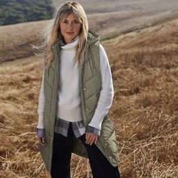 LANDS' END Lange Steppweste f&uuml;r Damen, Damen, size: regular, Gr&uuml;n, by Lands' End