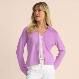 LANDS' END Cardigan aus Leinenmix zum Binden f&uuml;r Damen, Damen, size: regular, Lila, Baumwolle/Leinen, by Lands' End