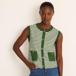 LANDS' END Feinstrick-Top mit Metallkn&ouml;pfen f&uuml;r Damen, Damen, size: regular, Gr&uuml;n, Polyester/Viskose/Polyester-Mischung, by Lands' End