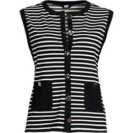 LANDS' END Feinstrick-Top mit Metallkn&ouml;pfen f&uuml;r Damen, Damen, size: regular, Schwarz, Polyester/Viskose/Polyester-Mischung, by Lands' End