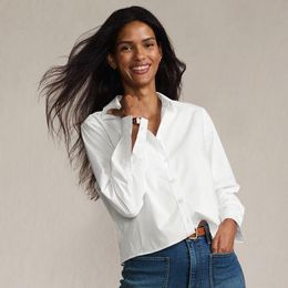 LANDS' END Kurze, b&uuml;gelfreie Hemdbluse f&uuml;r Damen in Petite-Gr&ouml;&szlig;e, Damen, size: petite, Wei&szlig;, Baumwolle, by Lands' End