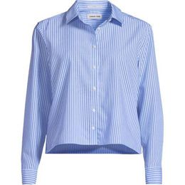 LANDS' END Kurze, b&uuml;gelfreie Hemdbluse f&uuml;r Damen, Damen, size: regular, Blau, Baumwolle, by Lands' End
