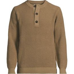 LANDS' END Rundhalspullover mit Knopfreihe f&uuml;r Herren, Herren, size: regular, Braun, Baumwolle, by Lands' End