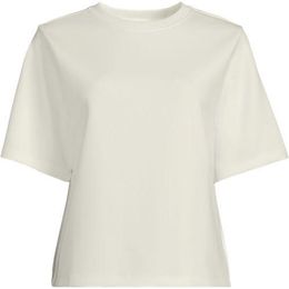 LANDS' END Samtweiches Shirt mit Rundhalsausschnitt, Damen,  Wei&szlig;, Baumwolle/Polyester-Mischung, by Lands' End