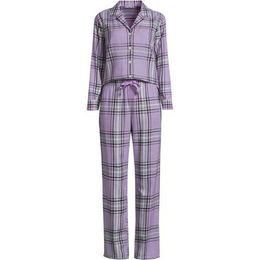 LANDS' END Pyjama-Set aus reinem Baumwoll-Flanell, Damen,  Lila, Baumwolle, by Lands' End